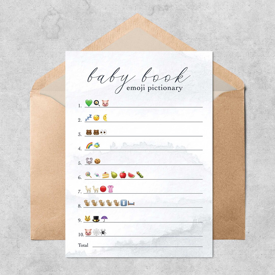 Baby Book Emoji Pictionary | Baby Shower Game | Printable - Etsy