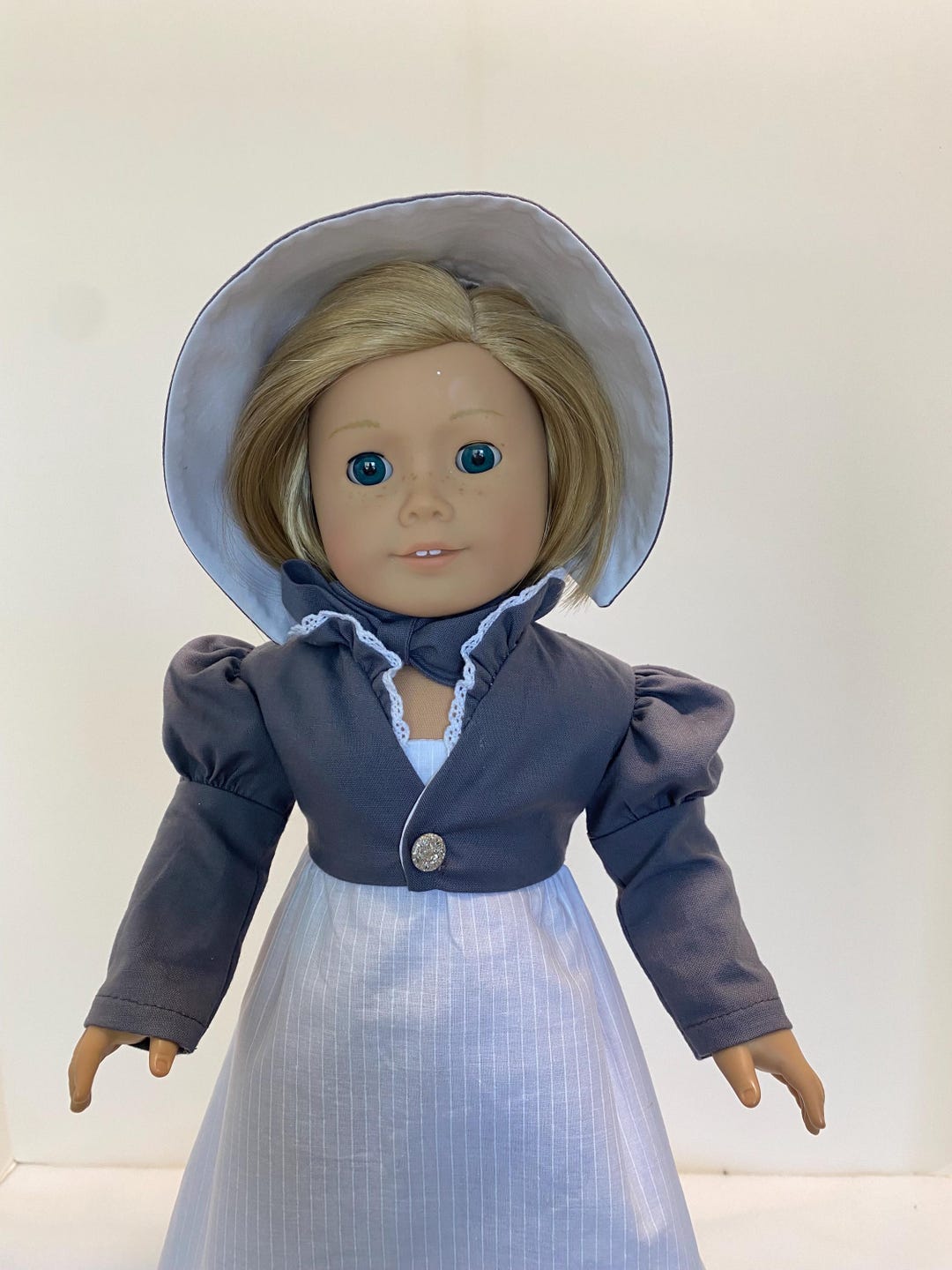 18 Doll Dress/regency Feather Tail Spencer With Dress and Bonnet - Etsy