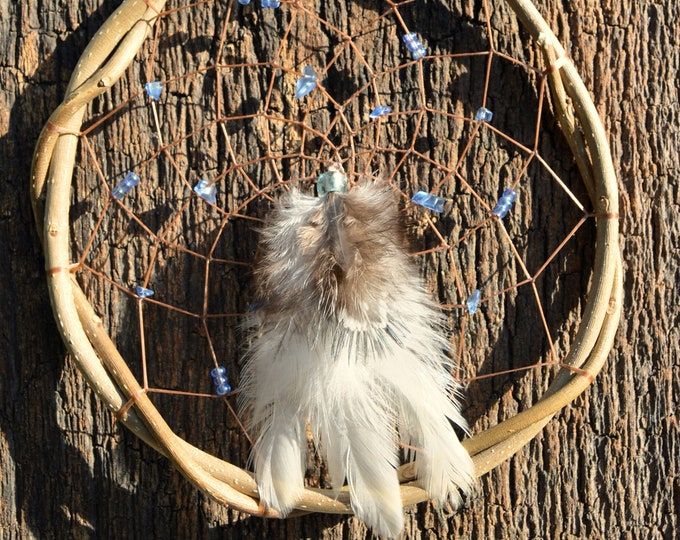 Natural Dream Catcher, Native American Made, Blue Window Hanging ...