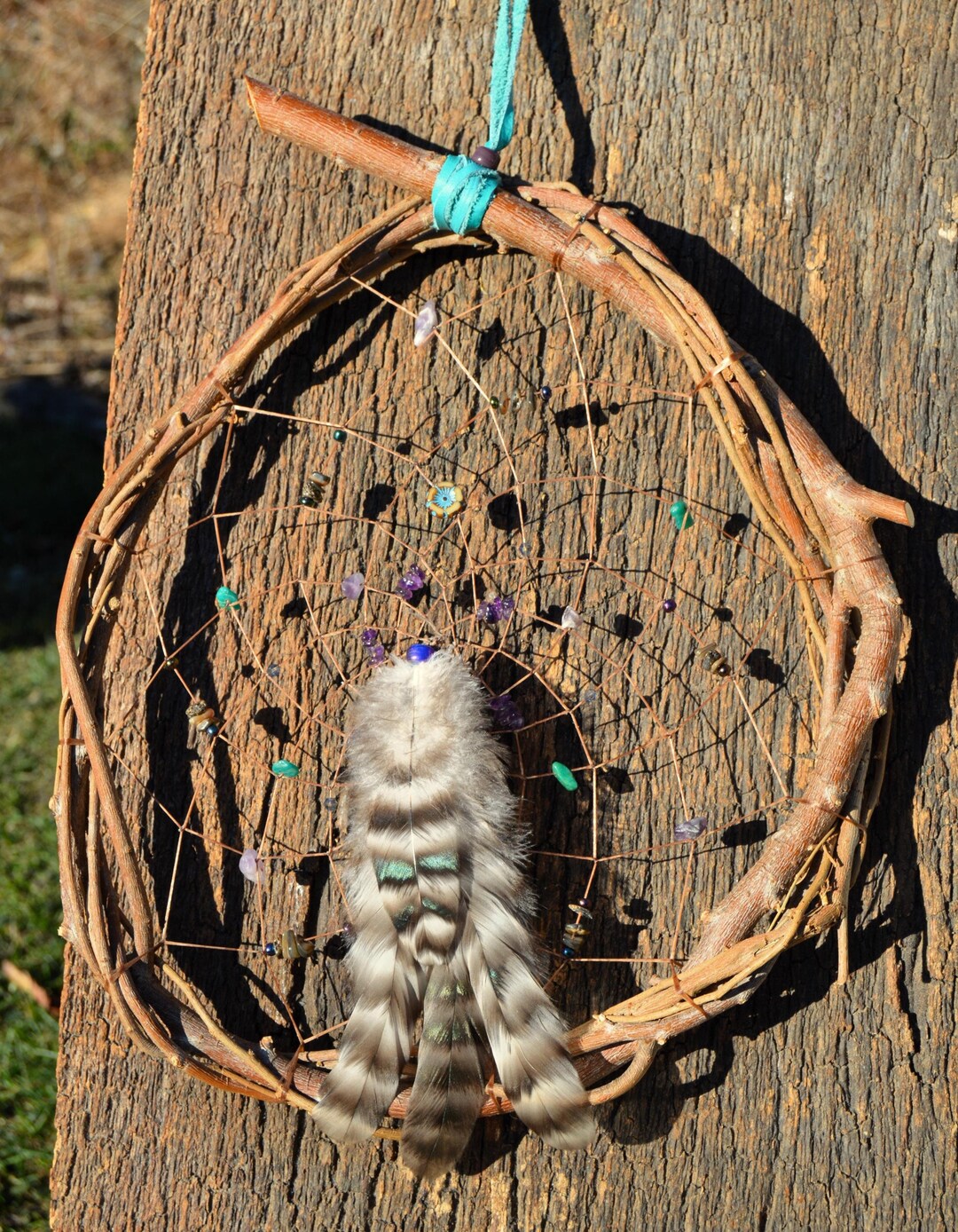 Native Made Dream Catcher, Large Rustic Wooden Wall Hanging, Nature ...