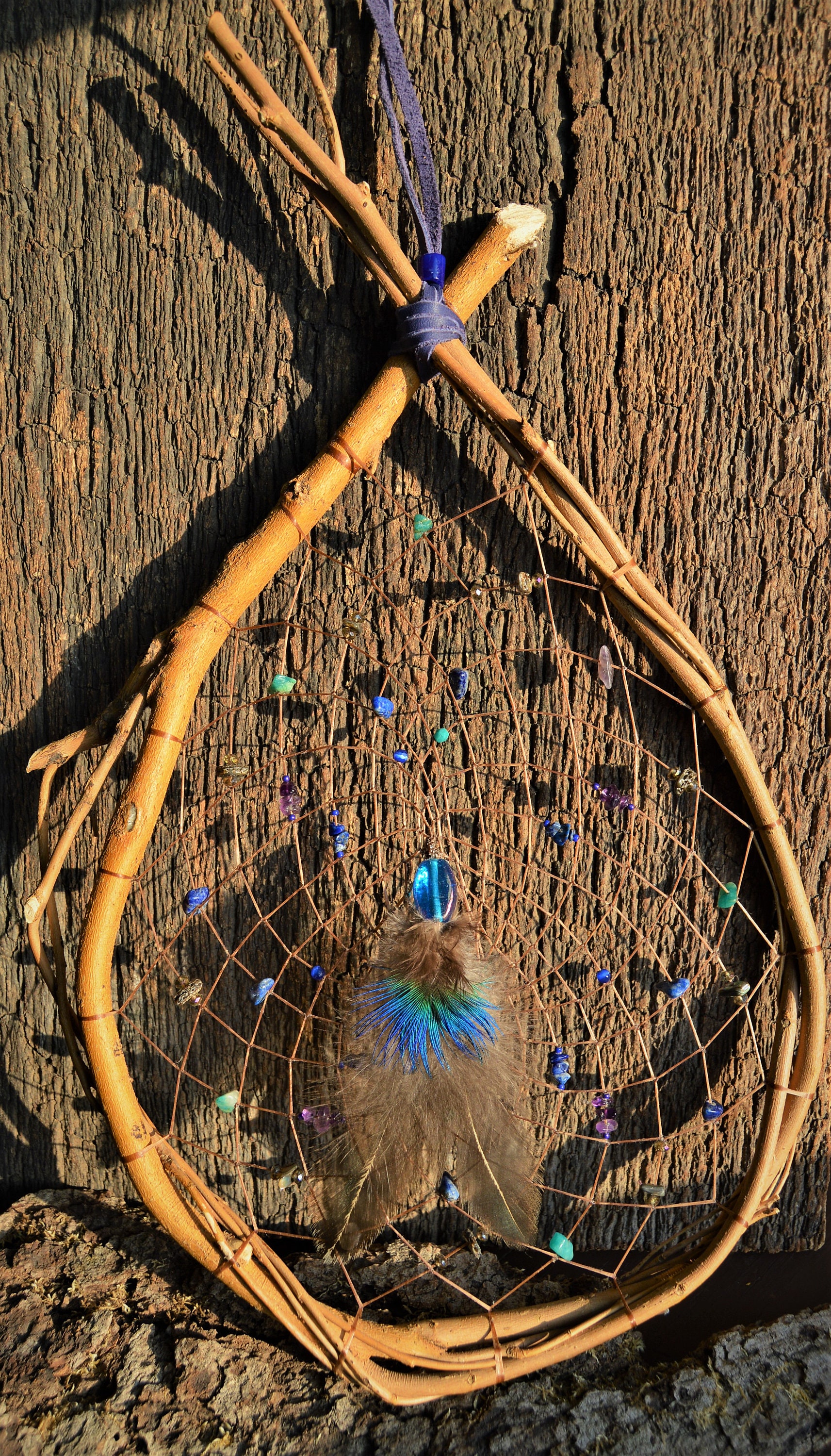 Large Natural Wood Dreamcatcher, Rustic, Native American Wall Hanging ...