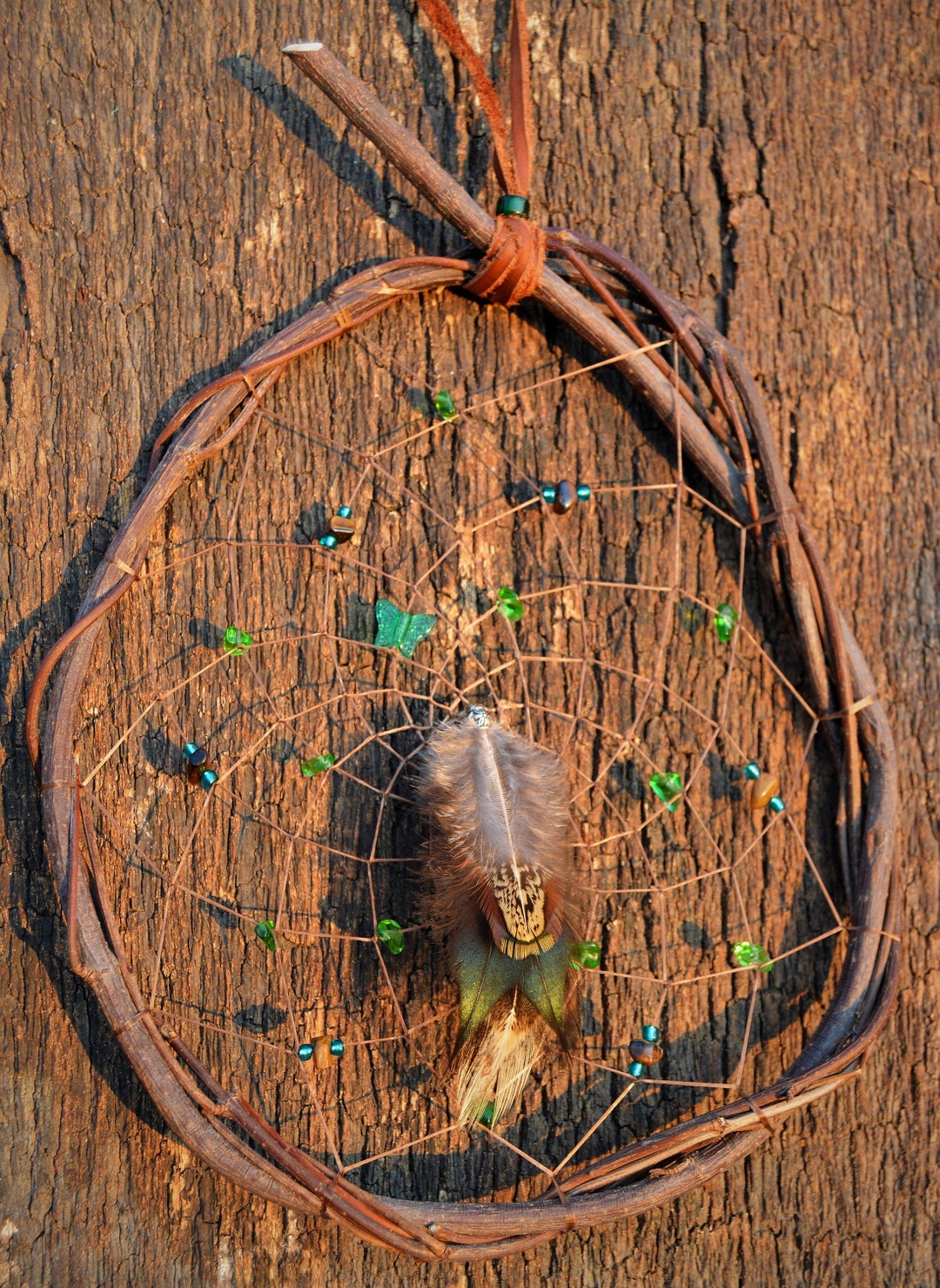 Natural Dreamcatcher, Native American Made, Butterfly, Green Decor ...