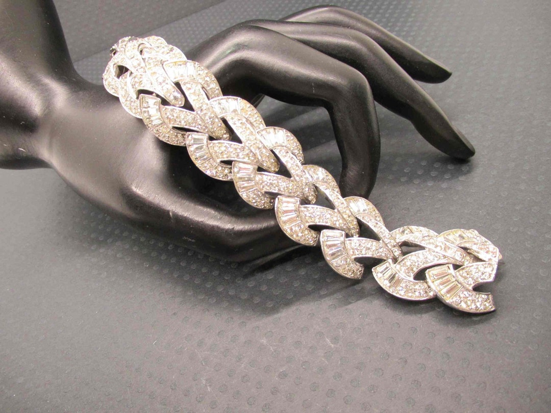 BOUCHER Signed Crystal Clear Baguette Rhinestone Bracelet 6045 - Etsy