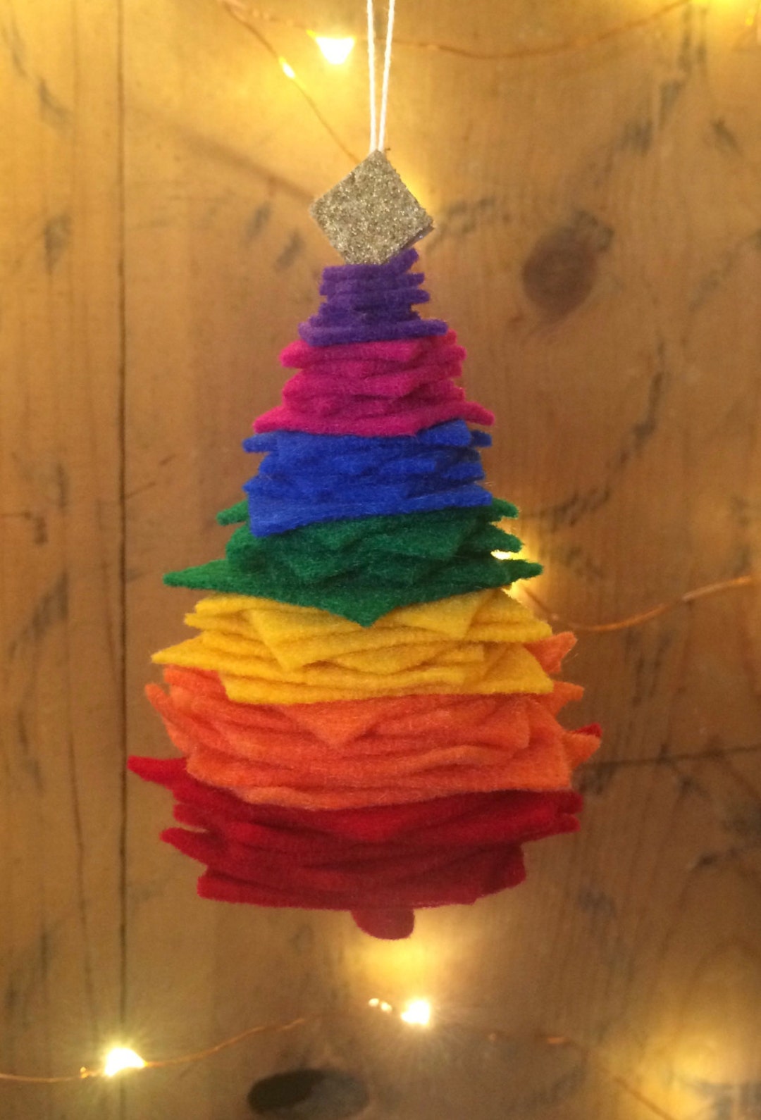 Rainbow Felt & Felted Wool Christmas Tree Ornament, Stocking Stuffer ...