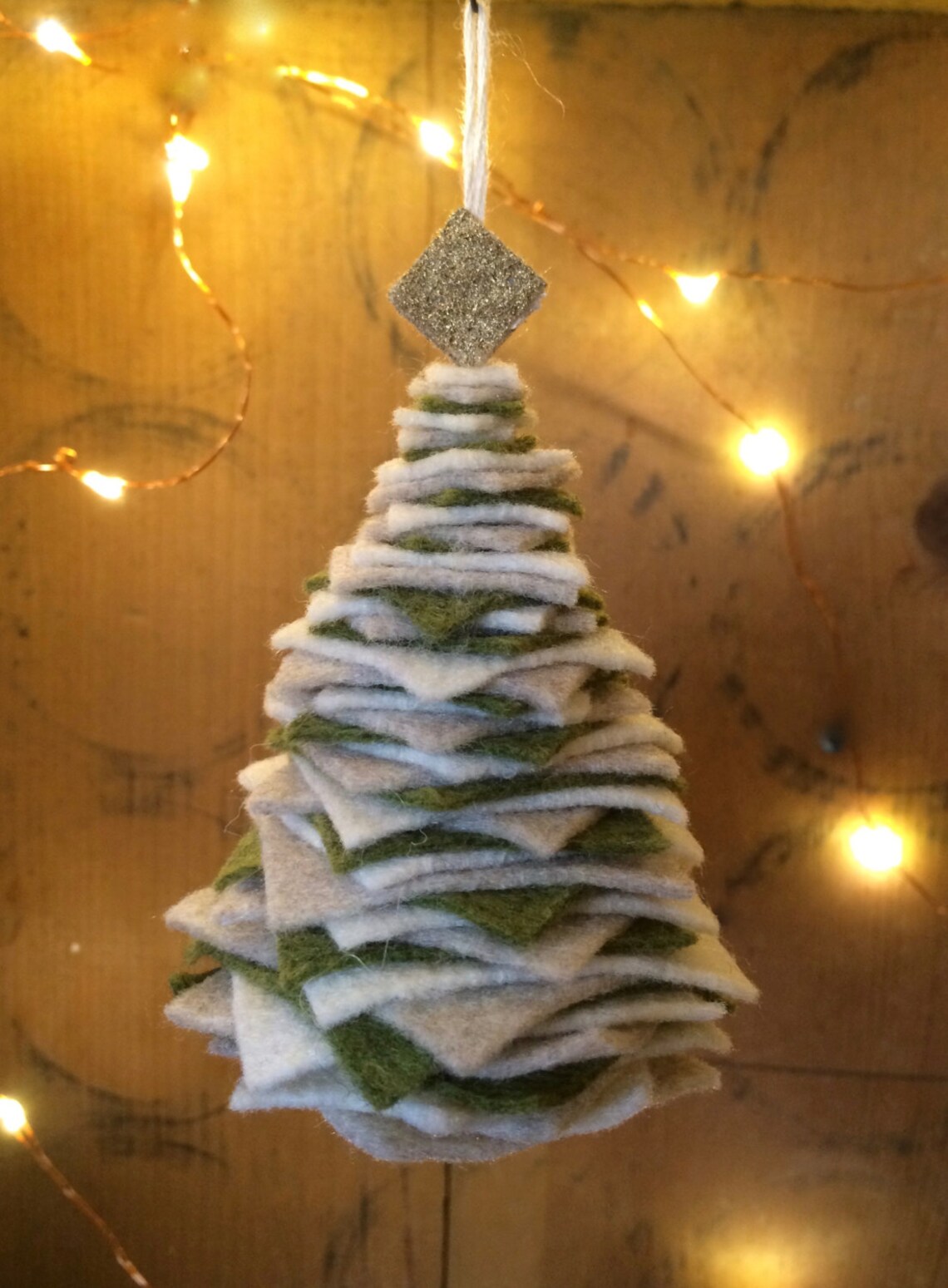 Felt & Felted Wool Christmas Tree Ornament. Green Oatmeal Cream - Etsy