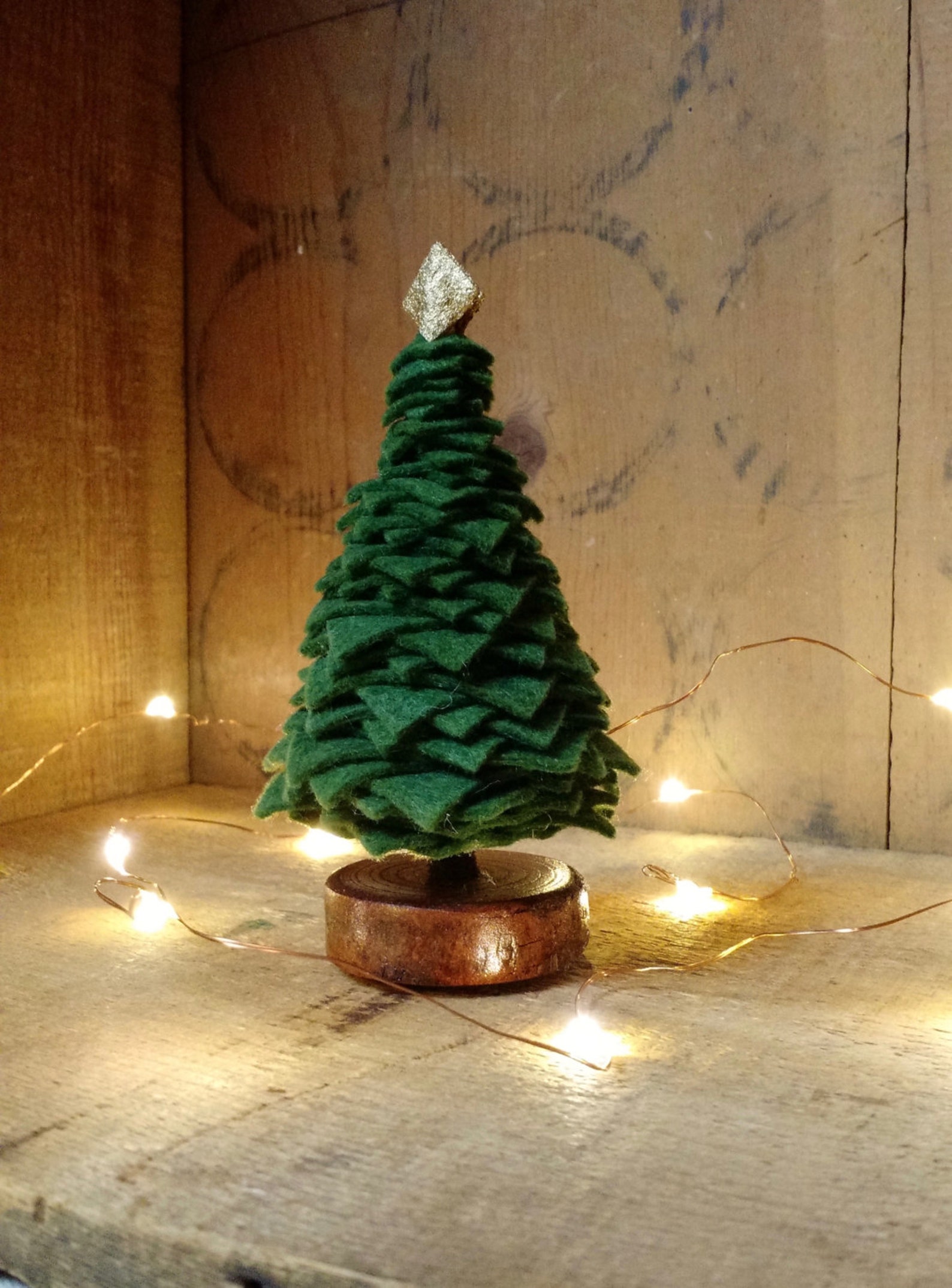 Small Felt & Felted Wool Christmas Tree Home Decoration, Dark Christmas ...
