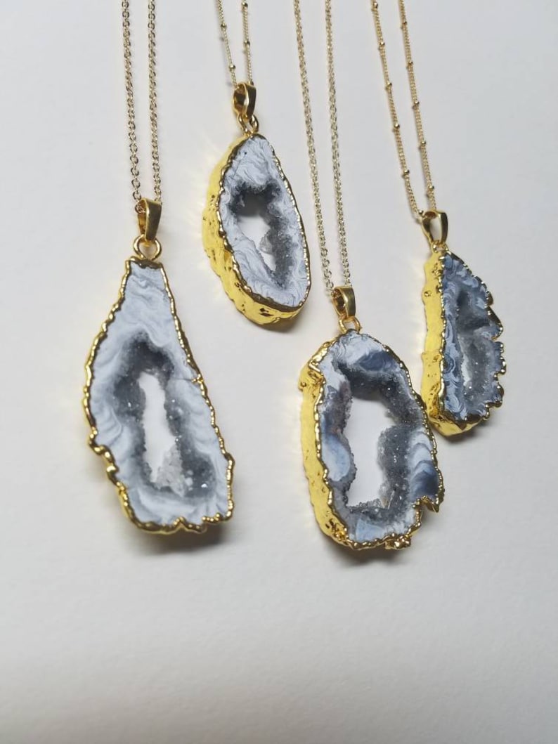 Raw Druzy Quartz Necklace Druzy Pendant Druzy Necklace | Etsy