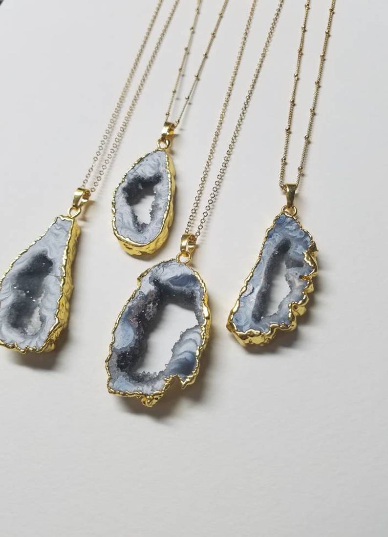 Raw Druzy Quartz Necklace Druzy Pendant Druzy Necklace | Etsy