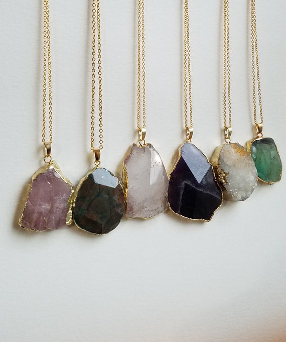 Raw Crystal Wire Wrapped Necklace Bedrock Bijoux