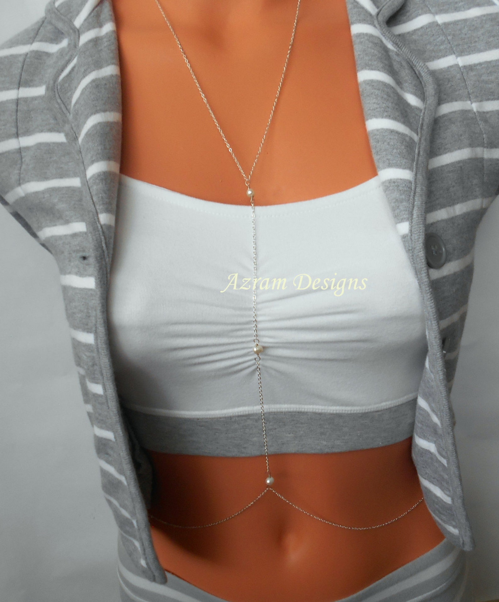 Pearl Body Chain Sterling Silver 14 K Gold Filled Body - Etsy