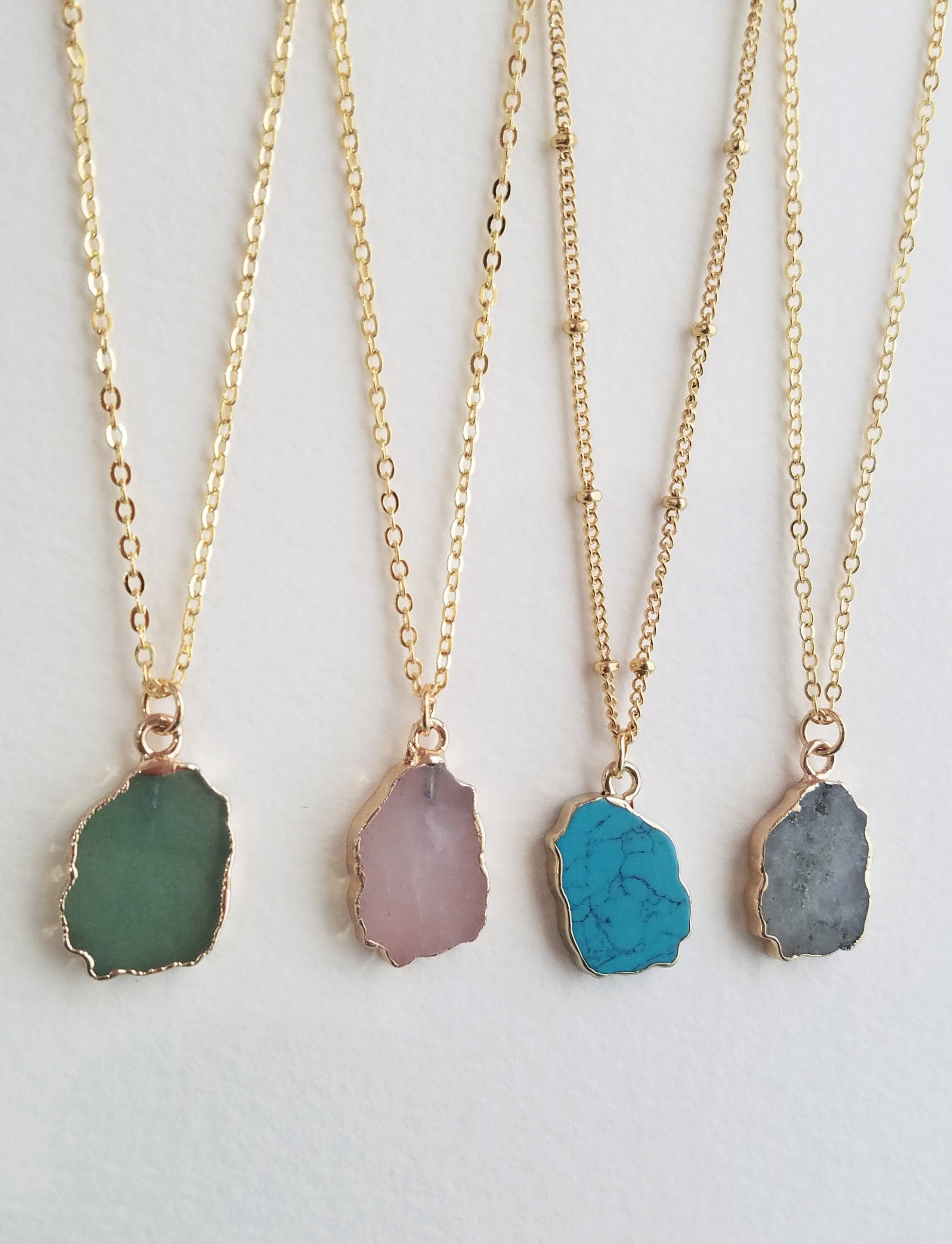 Raw Crystal Slice Necklace Healing Crystals Long Necklace | Etsy