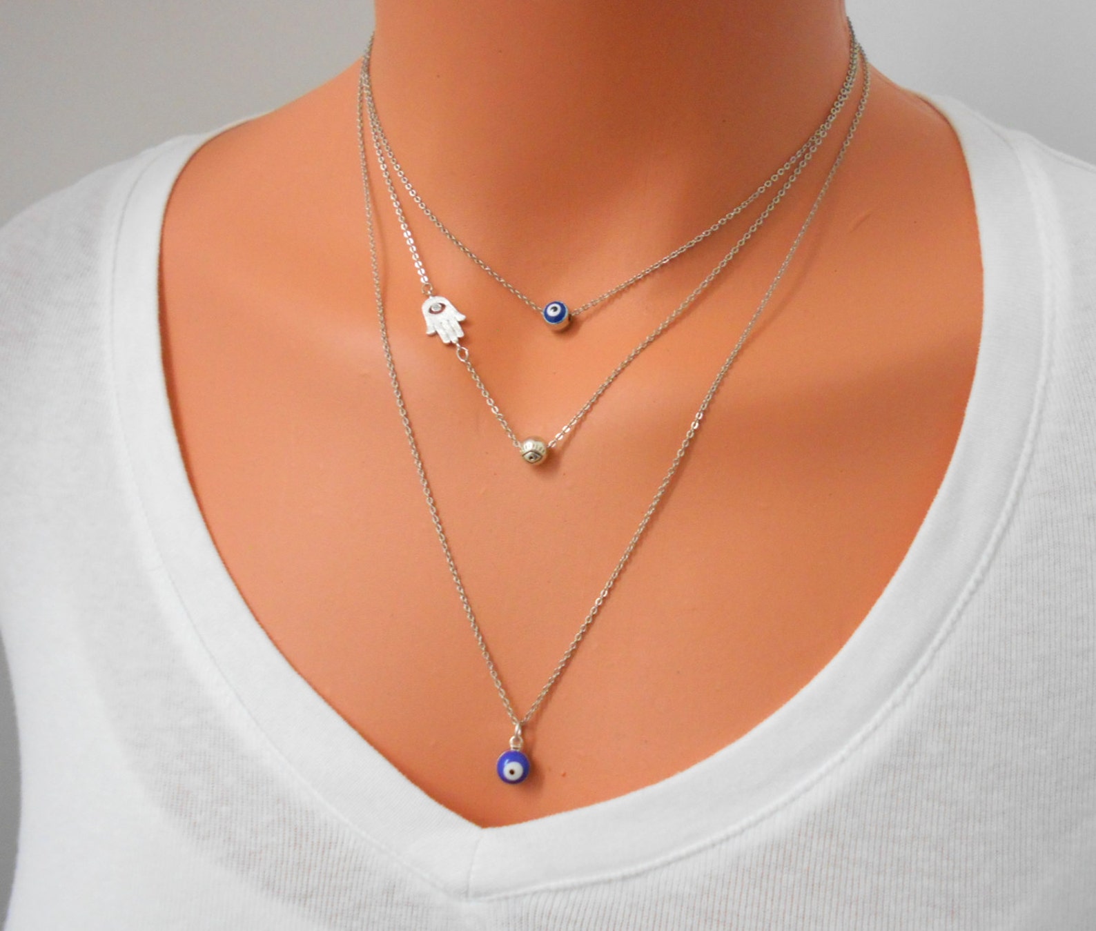 Evil Eye Necklace, Sterling Silver Chain, Evil Eye, Silver Evil Eye ...