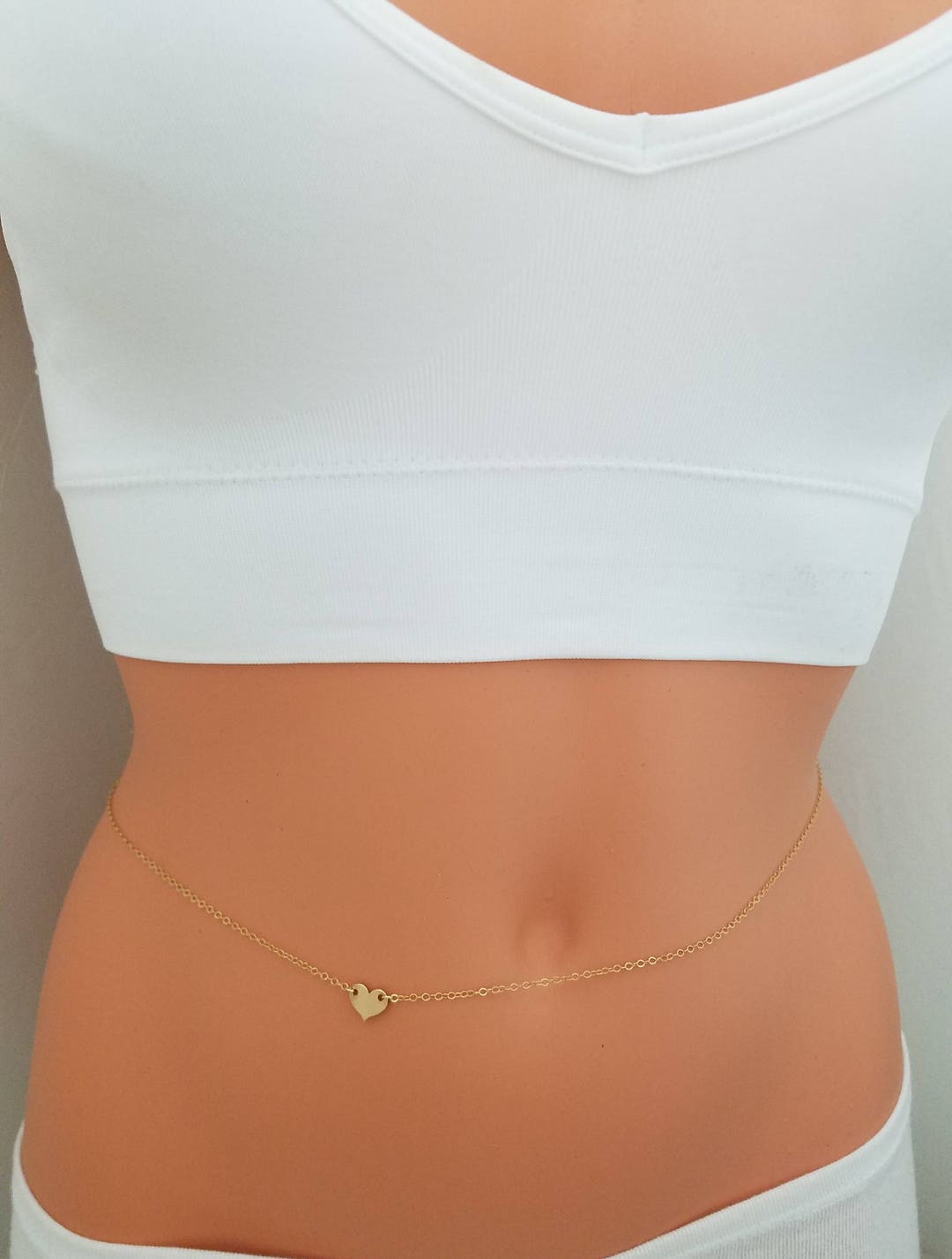 Heart Belly Chain, 14 K Gold Filled, Sterling Silver, Belly Chain, Gold ...