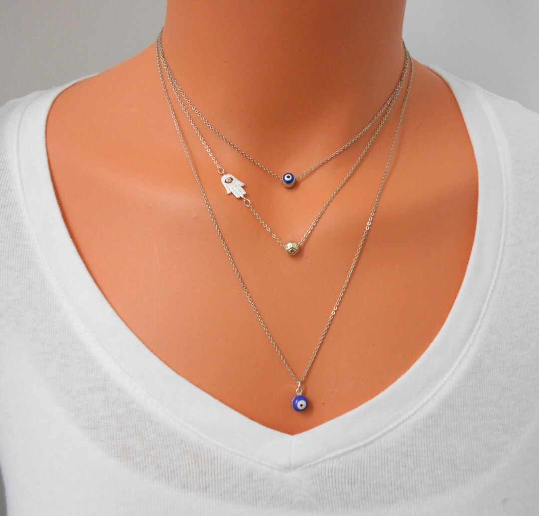 Evil Eye Necklace, Sterling Silver Chain, Evil Eye, Silver Evil Eye ...