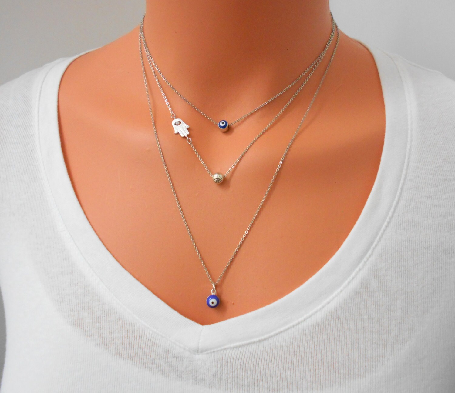 Evil Eye Necklace Sterling Silver Chain Evil Eye Silver | Etsy