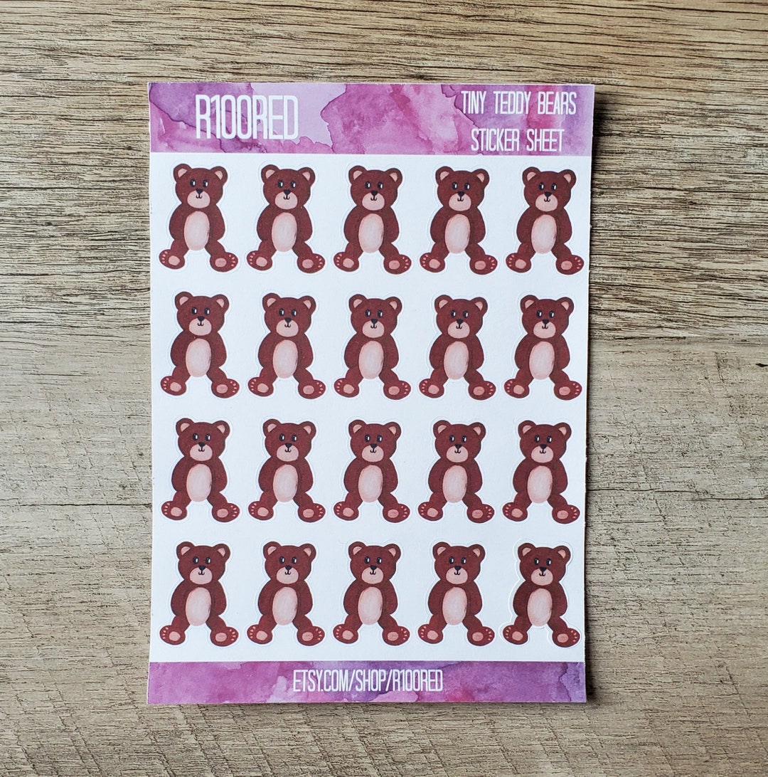 Tiny Teddy Bears Sticker Sheet | Valentine's Day Stickers | for Bullet ...