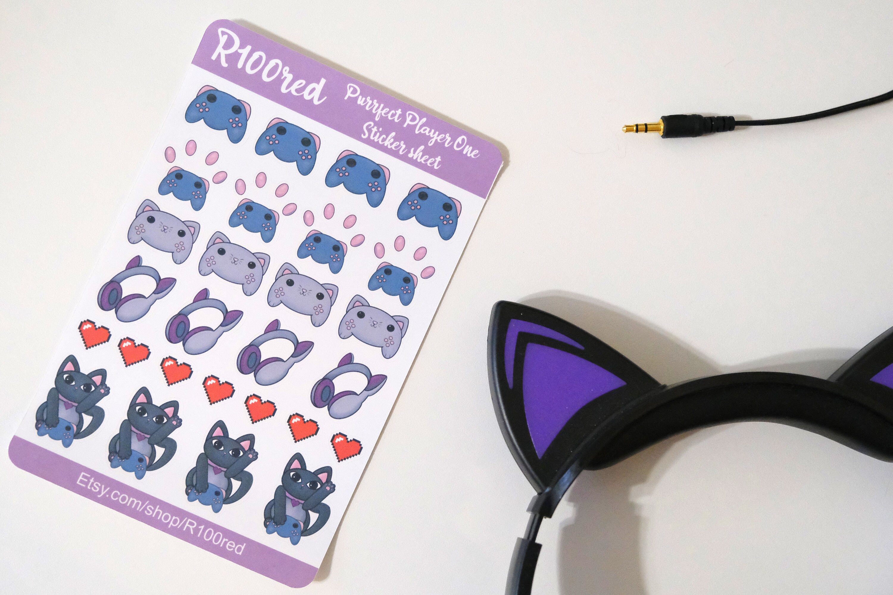 Purrfect Player 1 Sticker Sheet | Gaming Cat Stickers | for Bullet ...
