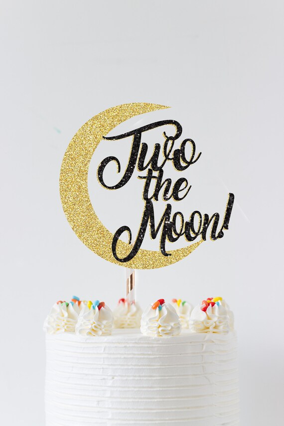 Two the Moon cake topper, star cake topper, cloud cake topper, second ...