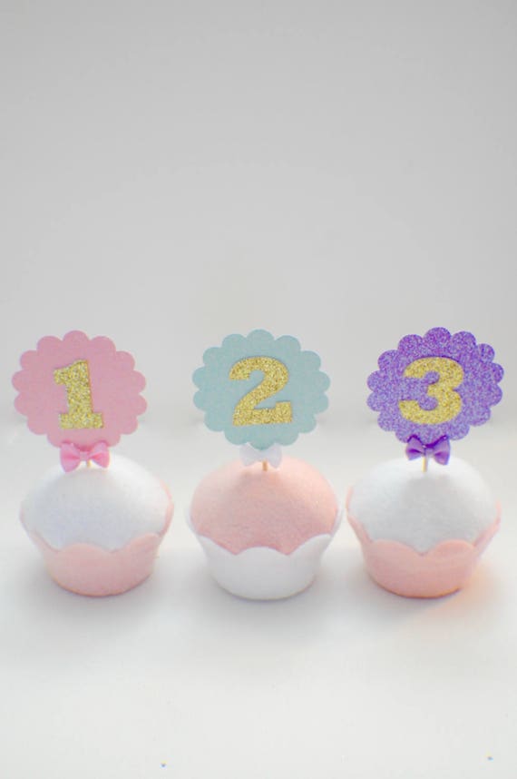 Number Cupcake Toppers, cupcake toppers (12 toppers), birthday cupcake ...