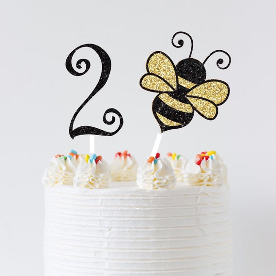 Bee Cake topper, bee topper, Birthday cake topper, Age cake topper ...