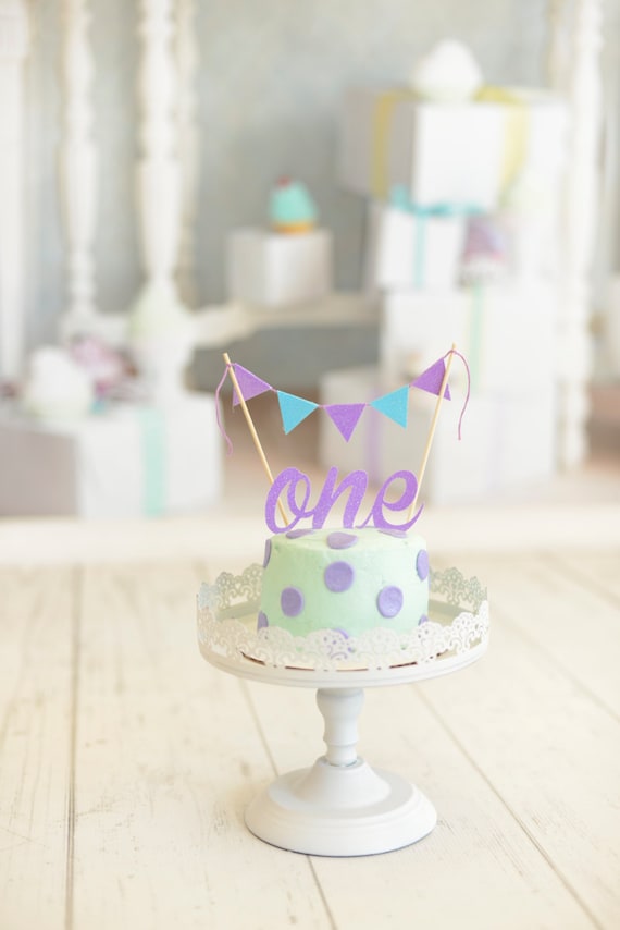 one cake topper, smash cake topper, purple cake topper, aqua cake ...