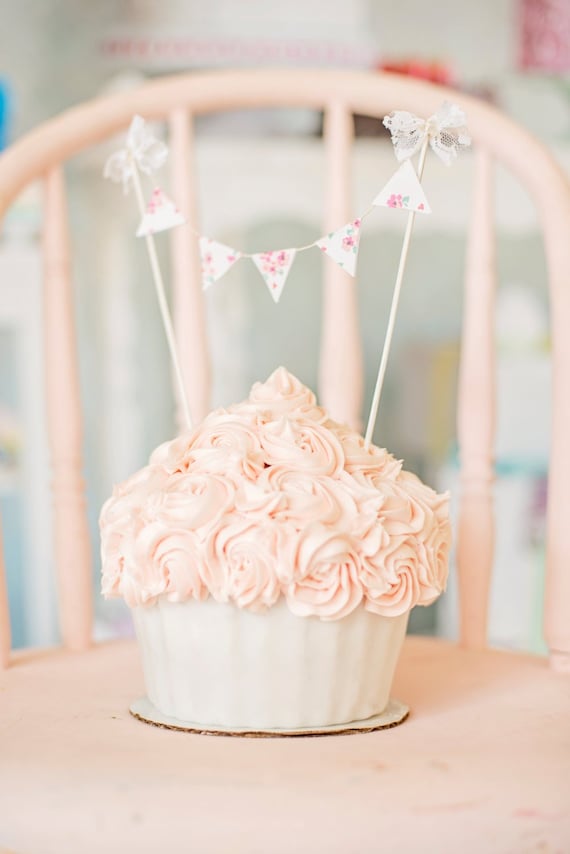 Vintage Cake Topper, Roses Cake Topper, Tea party Cake Topper, Cottage ...