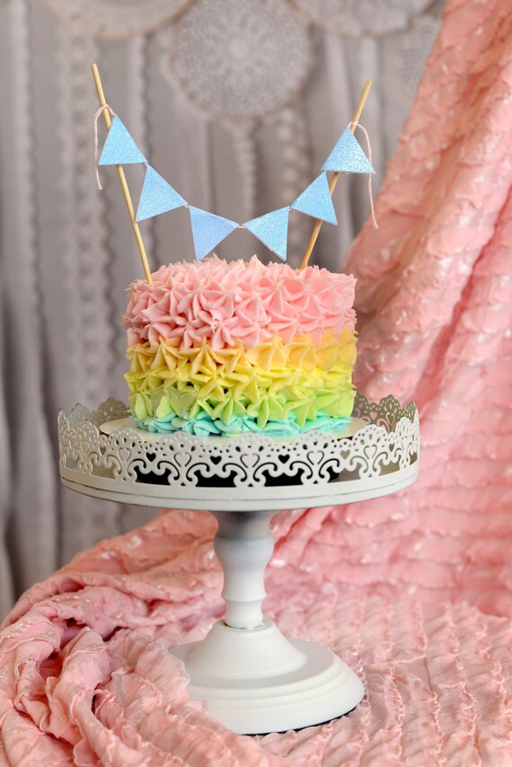 Rainbow Cake Topper, Pastel Rainbow Banner, ombre cake topper ...