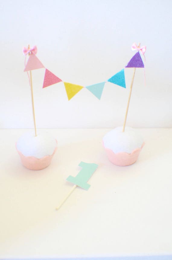 Rainbow Cake Topper, Pastel Rainbow Banner, ombre cake topper ...