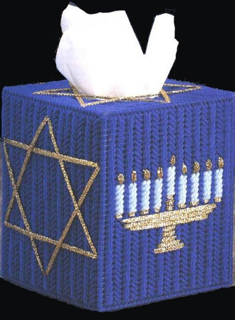MENORAH Jewish Boutique Size Tissue Box Cover Needlepoint | Etsy
