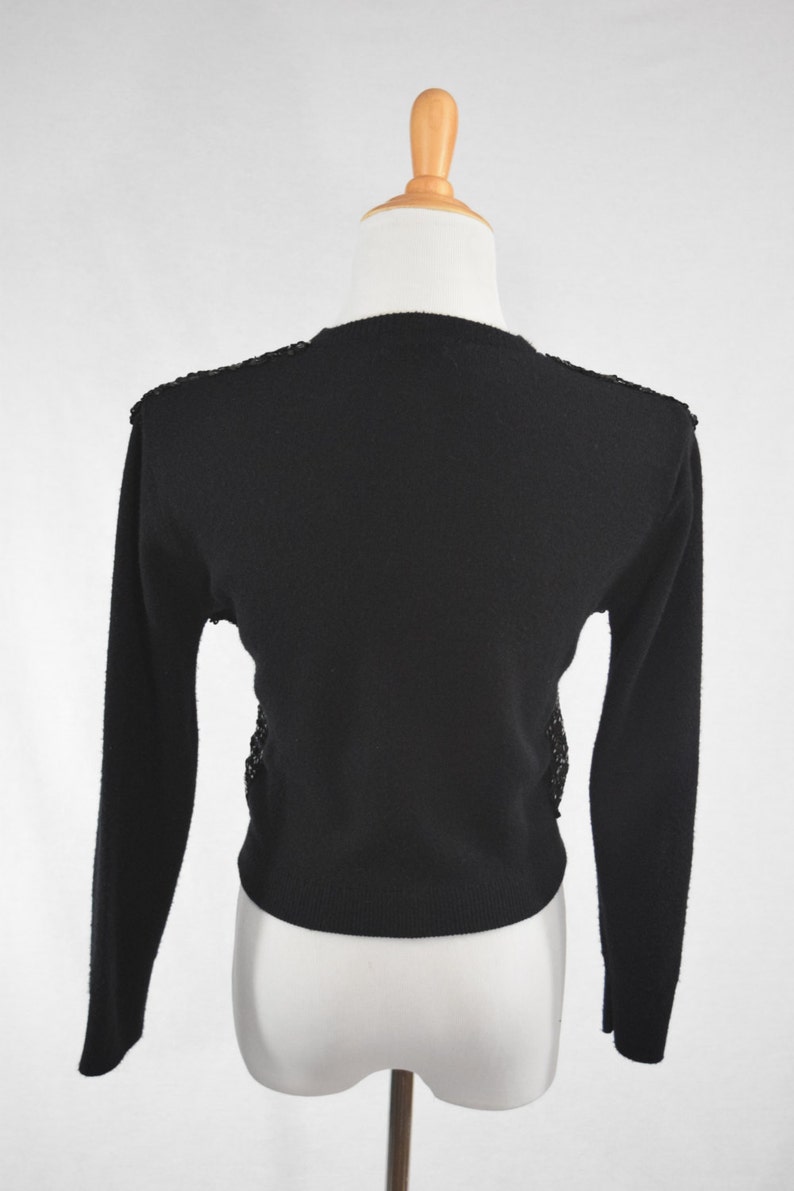 50s Black Sequin Button up Cardigan Sweater // Bombshell Sweater Girl ...