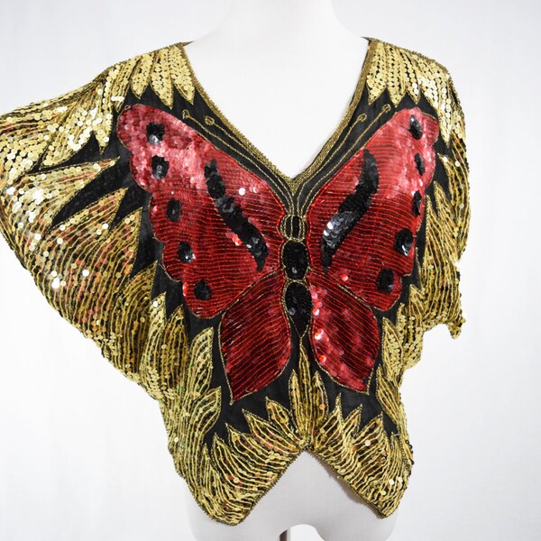Butterfly Sequin Top - Etsy