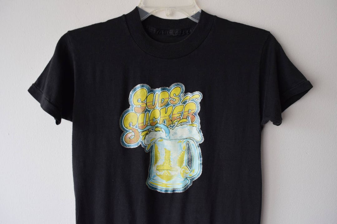 70s / 80s "suds Sucker" Beer Drinking Tshirt // Iron on Design ...