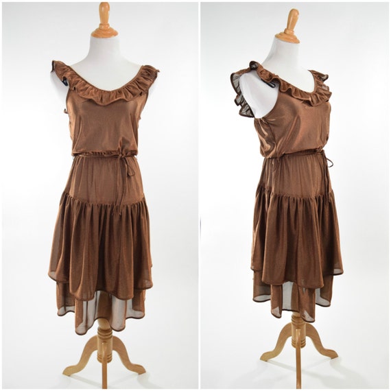 60s/70s Frederick's of Hollywood Sheer Metallic Coppe… - Gem