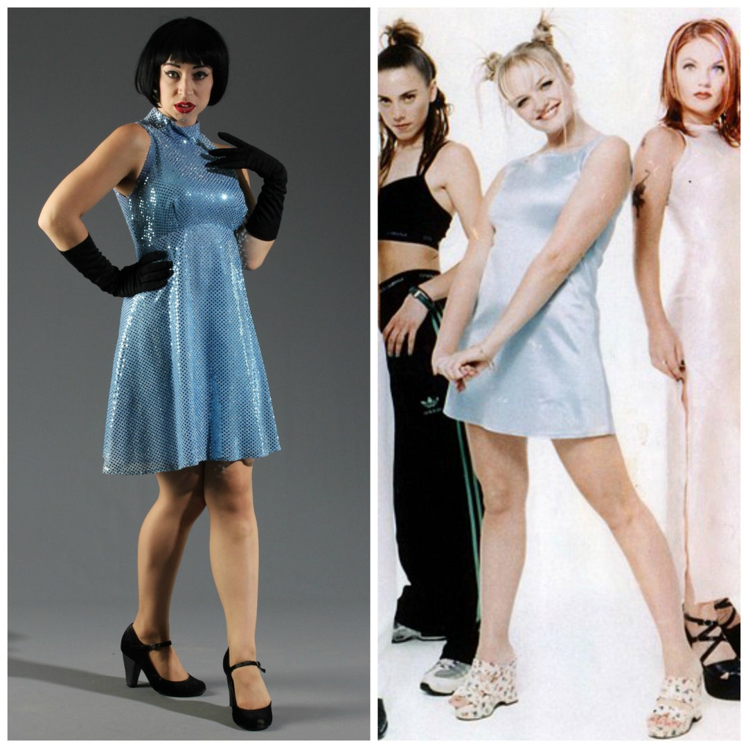 90s Pastel Blue Sequin Babydoll Mini Dress // Spice Girls Bimbo Style ...
