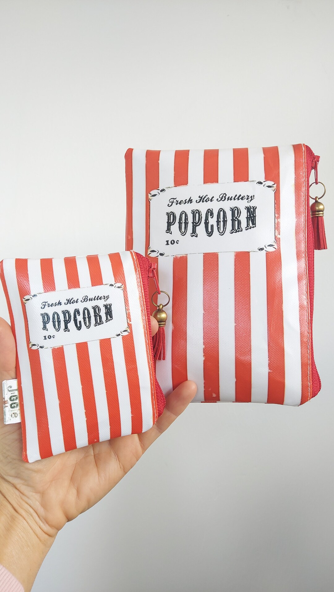 Vegan Leather Coin Purse: Vintage Popcorn Print Card Wallet - Etsy