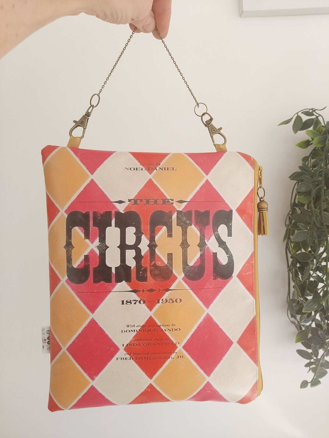 Vegan Leather Chain Bag: Circus Print Hanging Pouch - Etsy