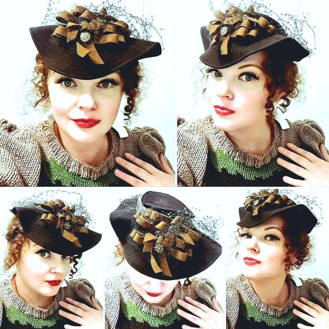 Original Late 1930s Chocolate Brown Tilt Hat With Caramel Felt Ribbon ...