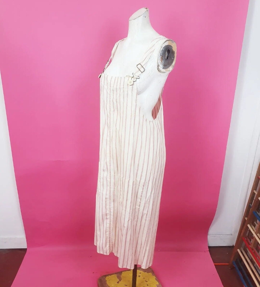 Sale 1980s Clothkits White Cotton and Red Striped Dungaree Dress - Etsy