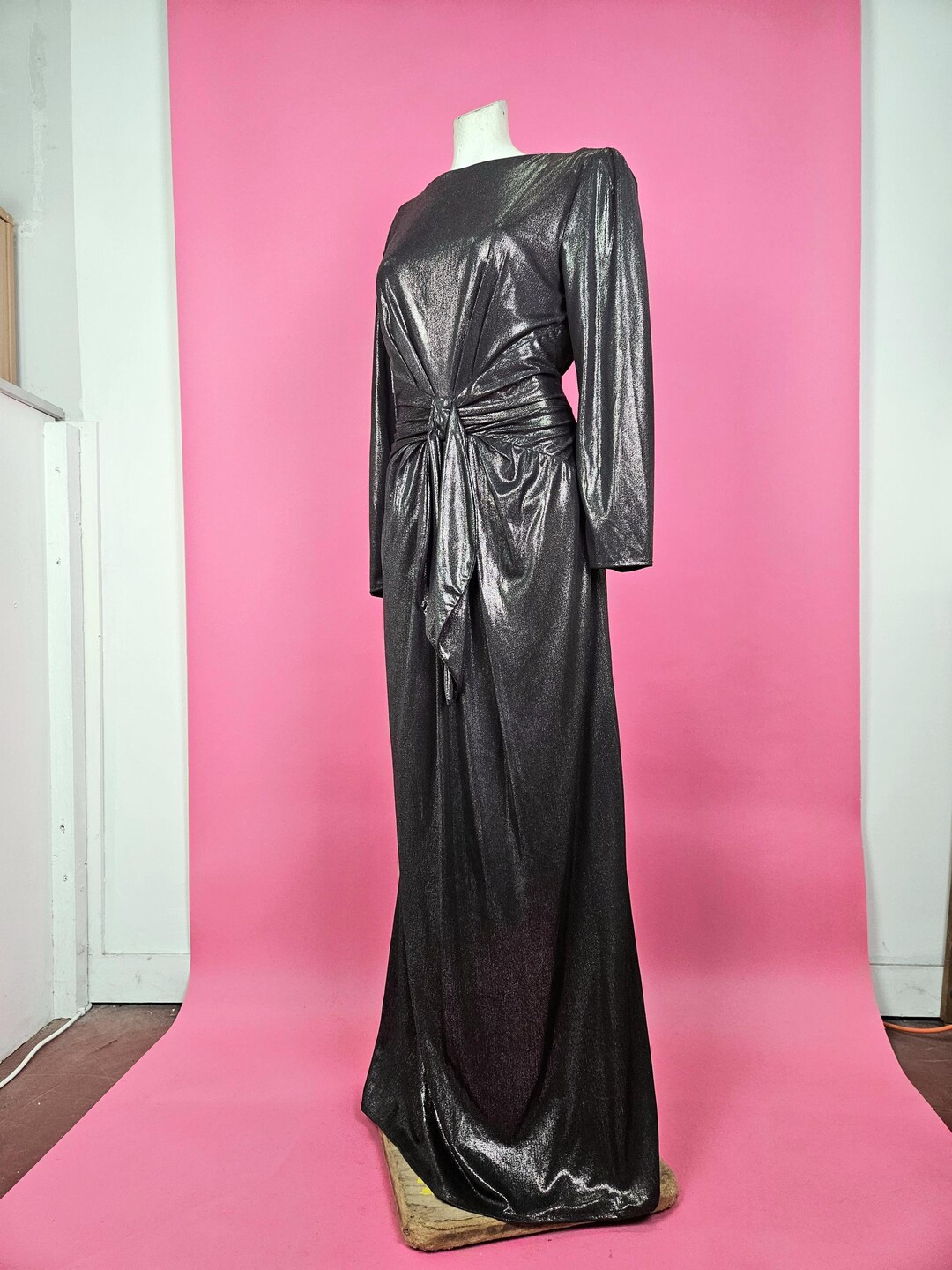 Glamtastic 1970s Laura Phillips Volup Shiny Wet Look Long Party Dress ...