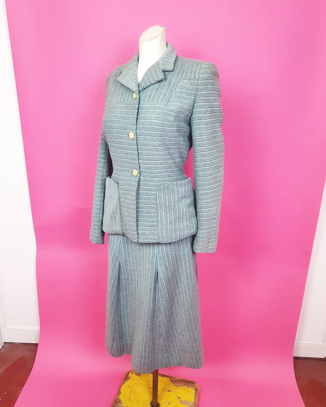 Stunning 1940s Hebe Sports Pale Duck Egg Blue Skirt Suit With - Etsy