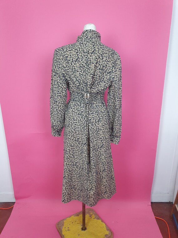 Beautiful 1970s blue patterned cotton smock style dre… - Gem