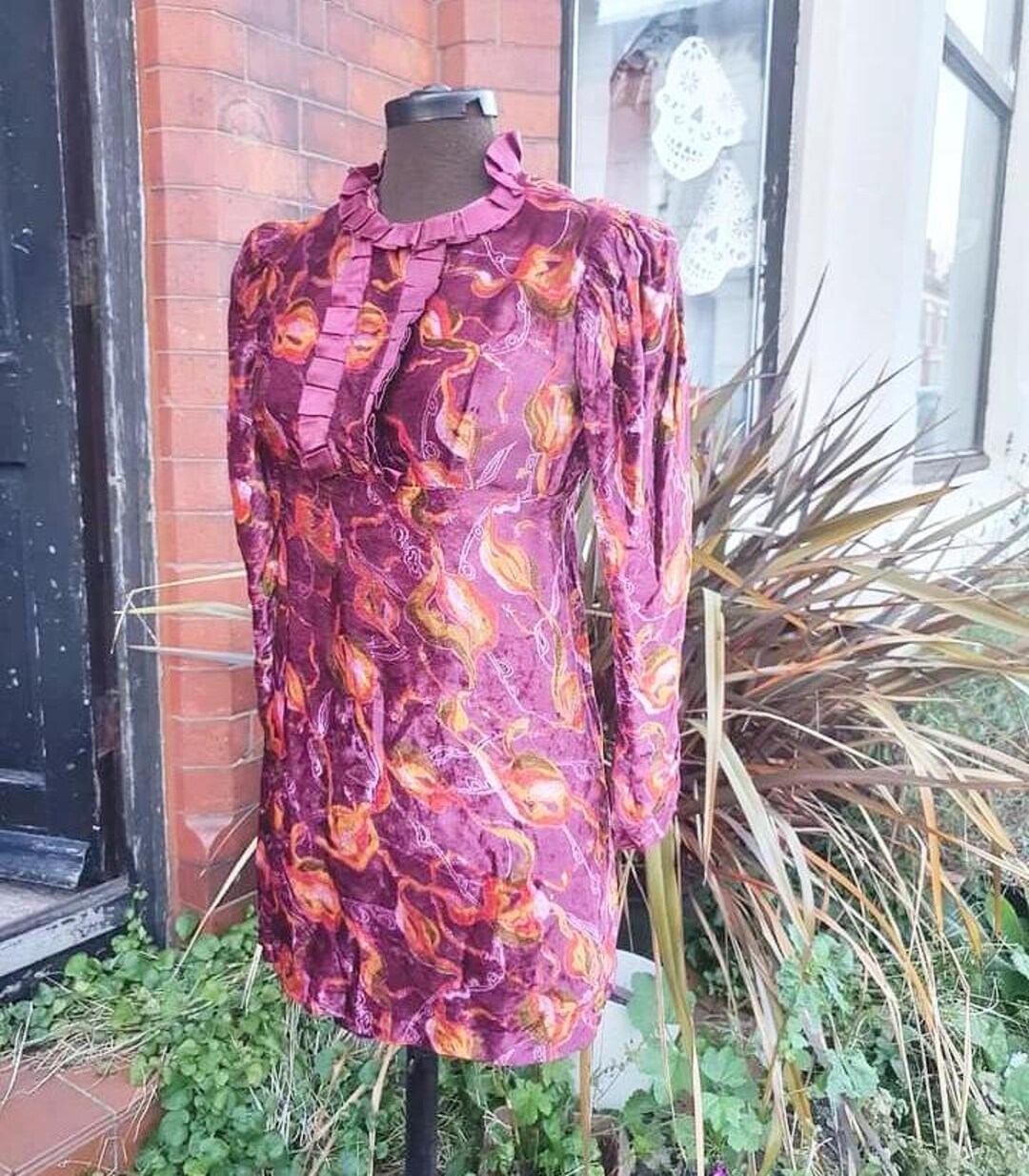 Beautiful 1960s 70s Polly Peck Burgundy Velvet Dress Mod Psych Autumn ...