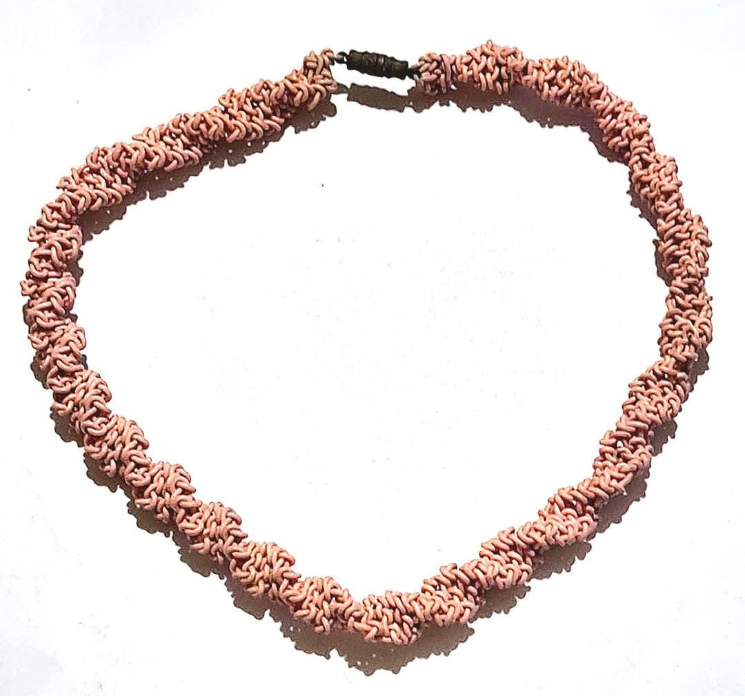 Original 1940s WW2 Make Do and Mend Baby Pastel Pink Wirework Necklace! - Etsy