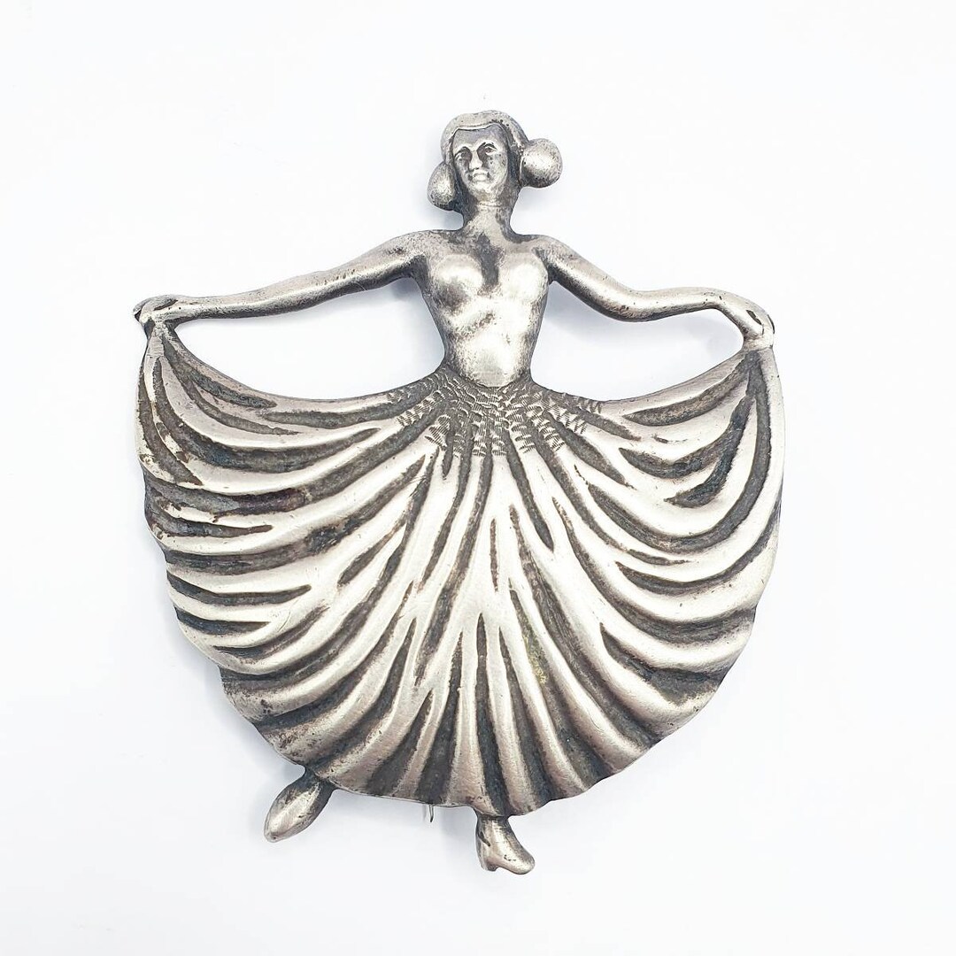 Stunning 1950s Silver Tone Dancing Lady Brooch Romantic Perfect ...