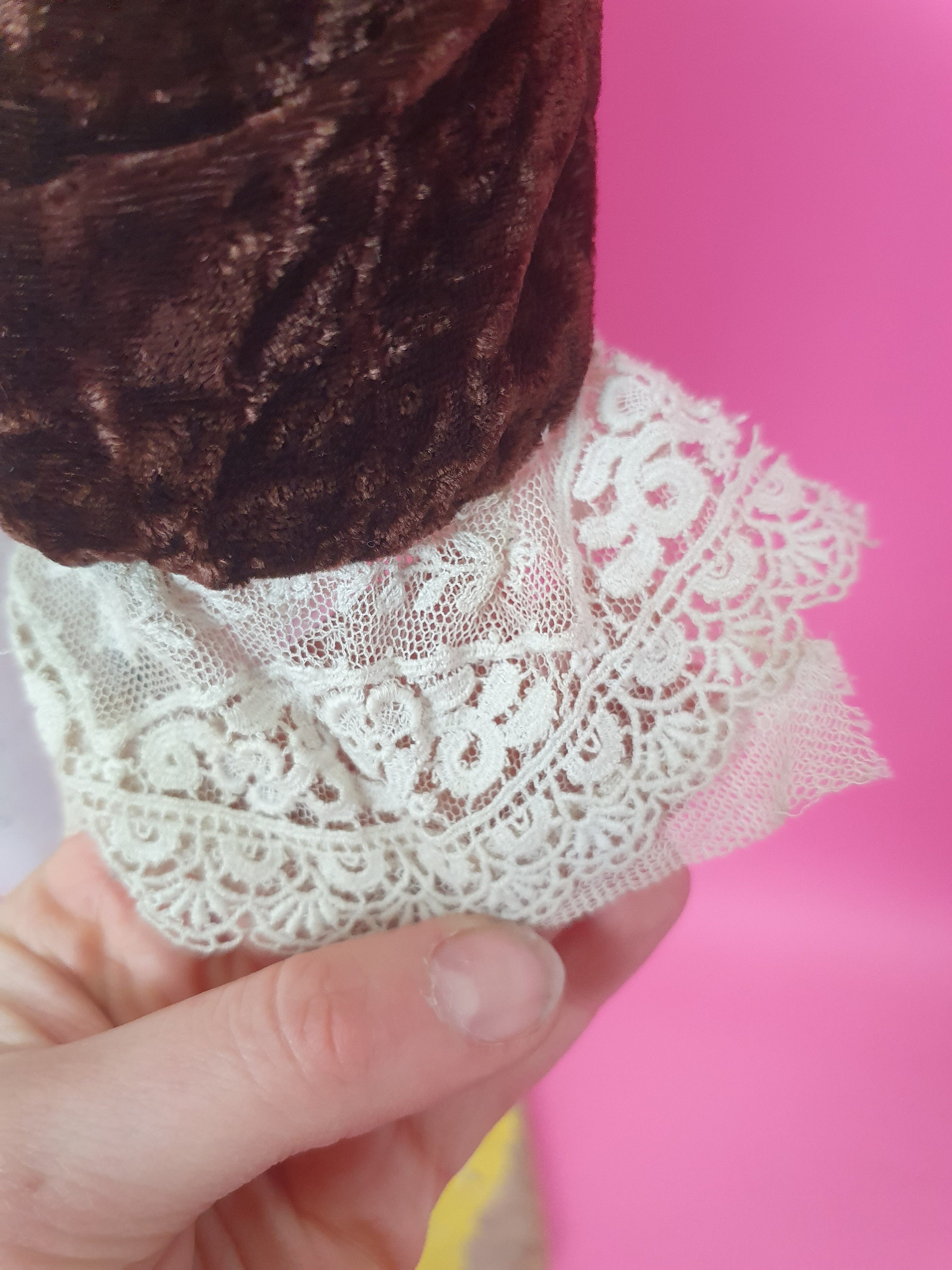 Stylish 1930s or Earlier Brown Velvet Lace Bodice Front Button ...