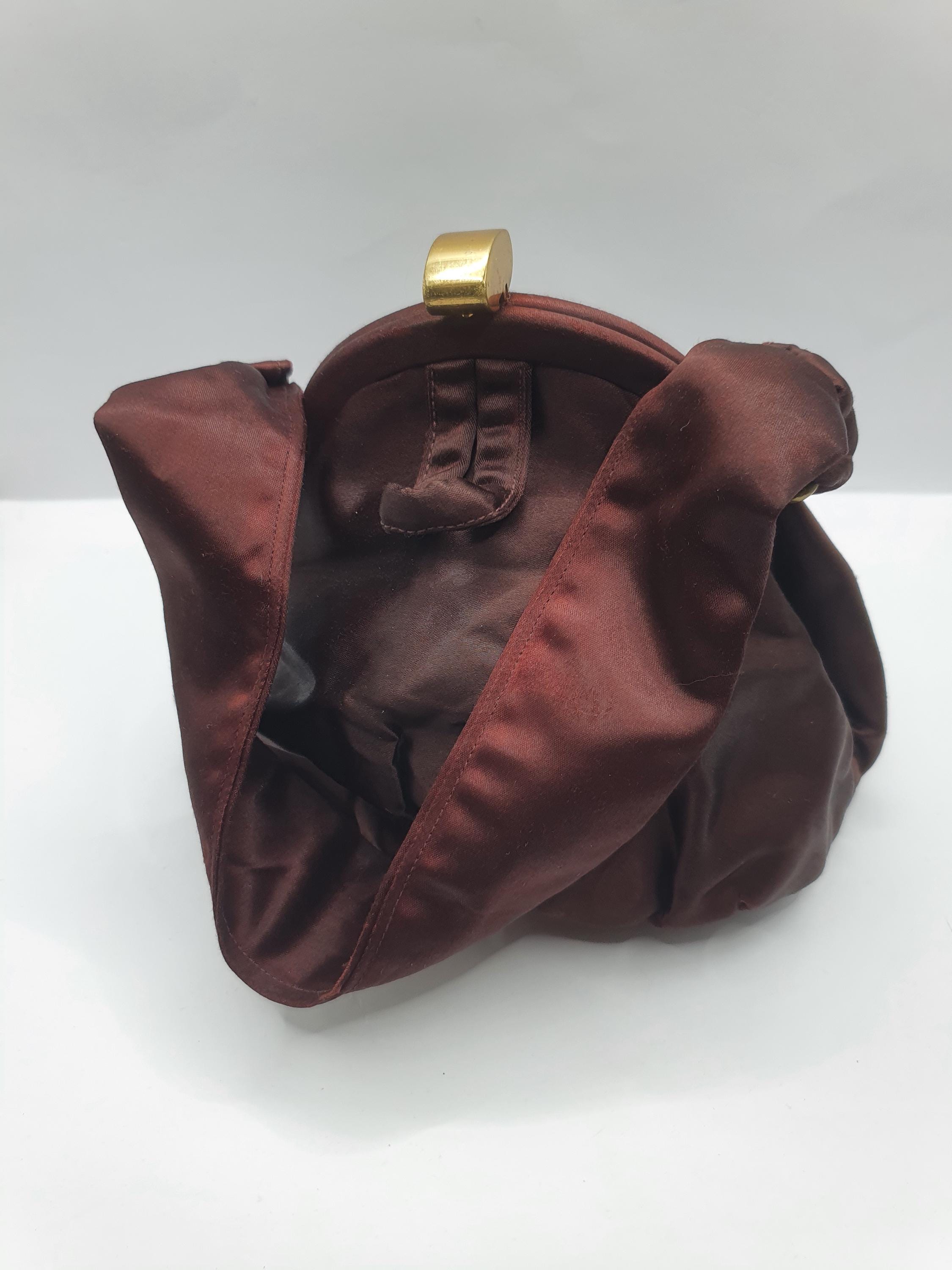 Stylish 1930s 40s Satin Brownish Handbag Wartime Art Deco Classic Gift ...