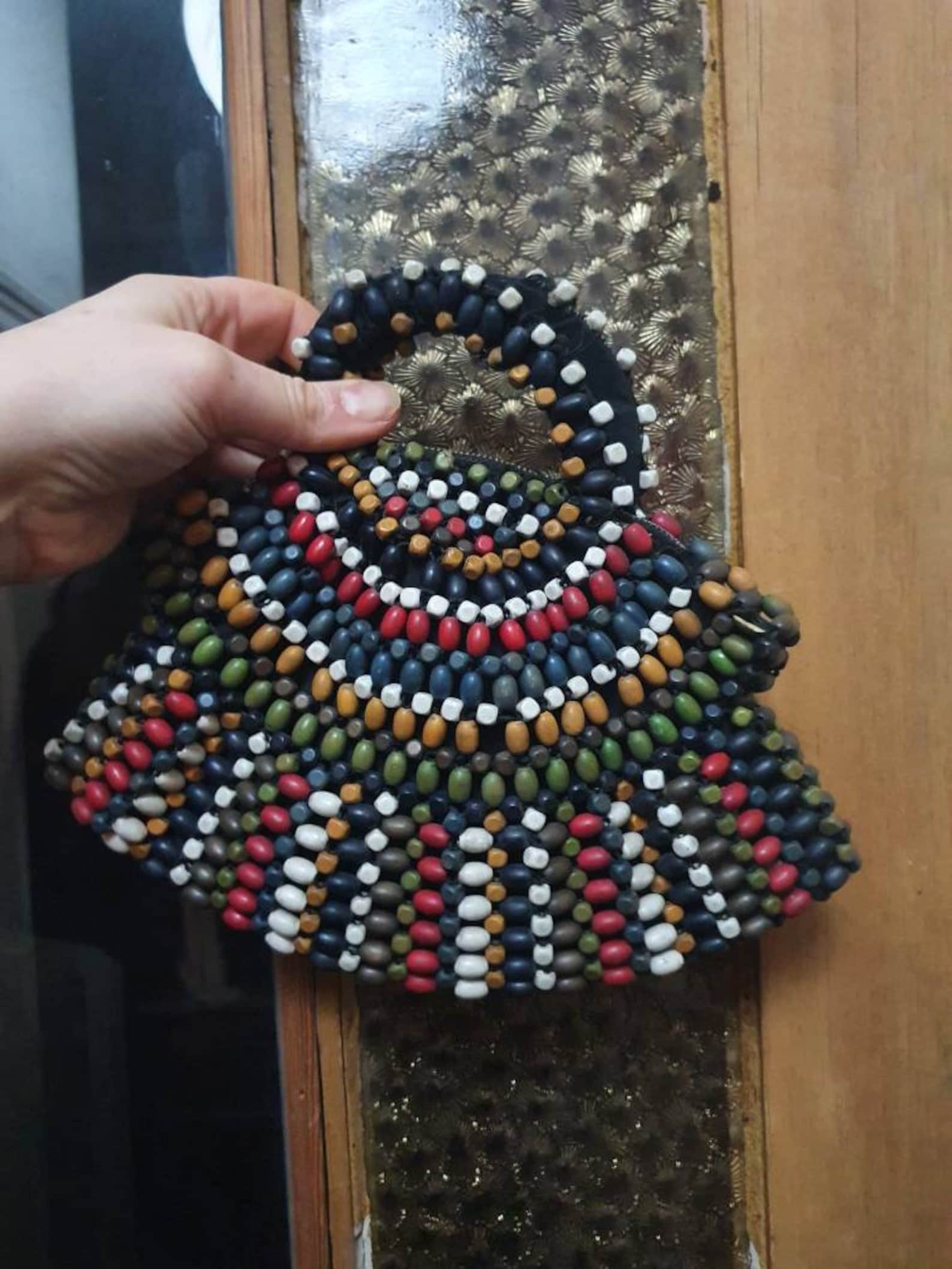 Reserved Super Cute 1930s 40s Czech Wooden Beaded Multi Coloured Bag ...
