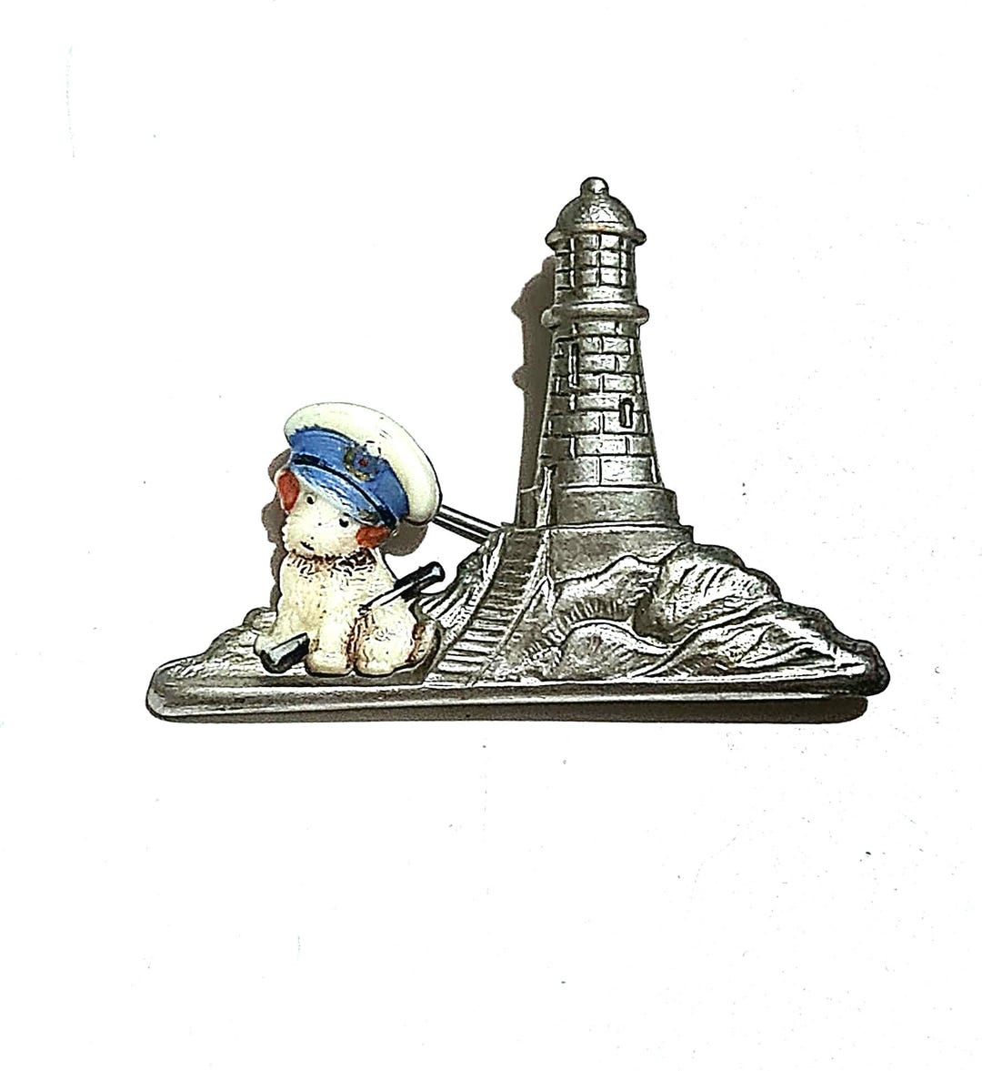 Original 1930s Early Plastic Scotty Dog and Lighthouse Brooch Signed ...