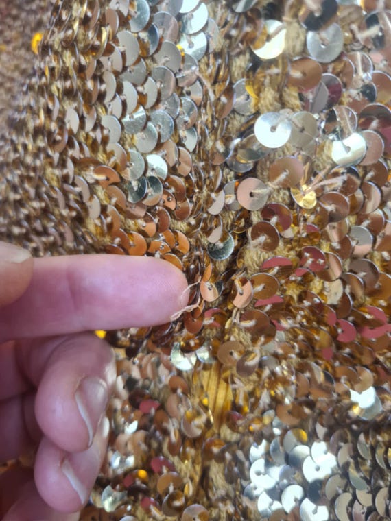 Beautiful 1960s 70s God sequin fill length dress perf… - Gem