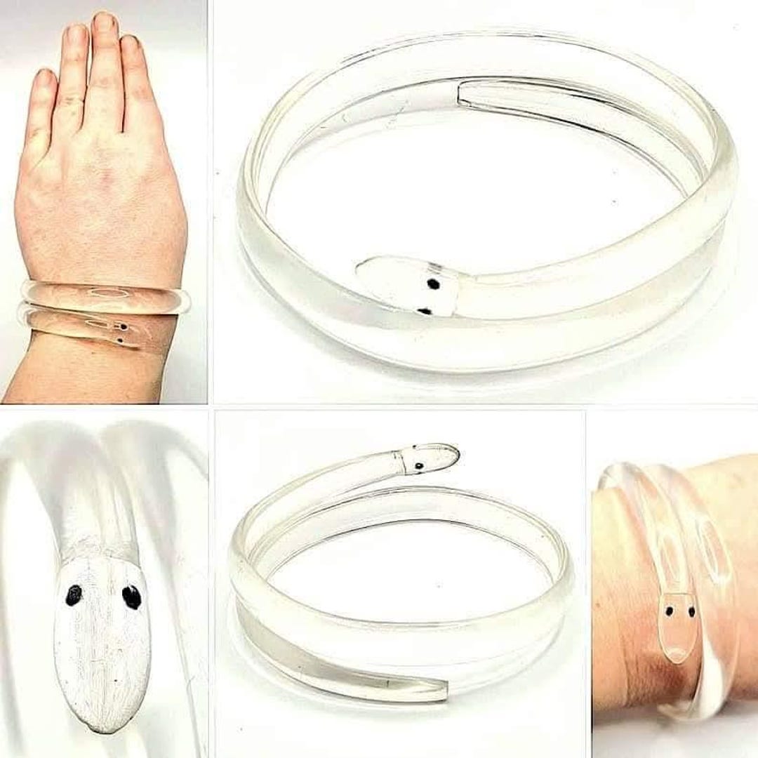 Original 1930s Early Plastic Clear Lucite Art Deco Snake Bangle! - Etsy